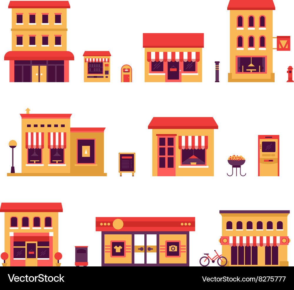 Local Business Buildings Royalty Free Vector Image