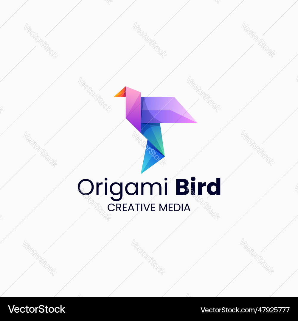Logo origami bird gradient colorful style Vector Image