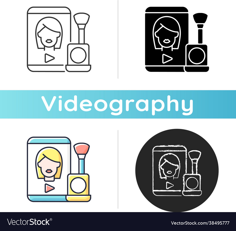 Make up tutorial videos icon Royalty Free Vector Image