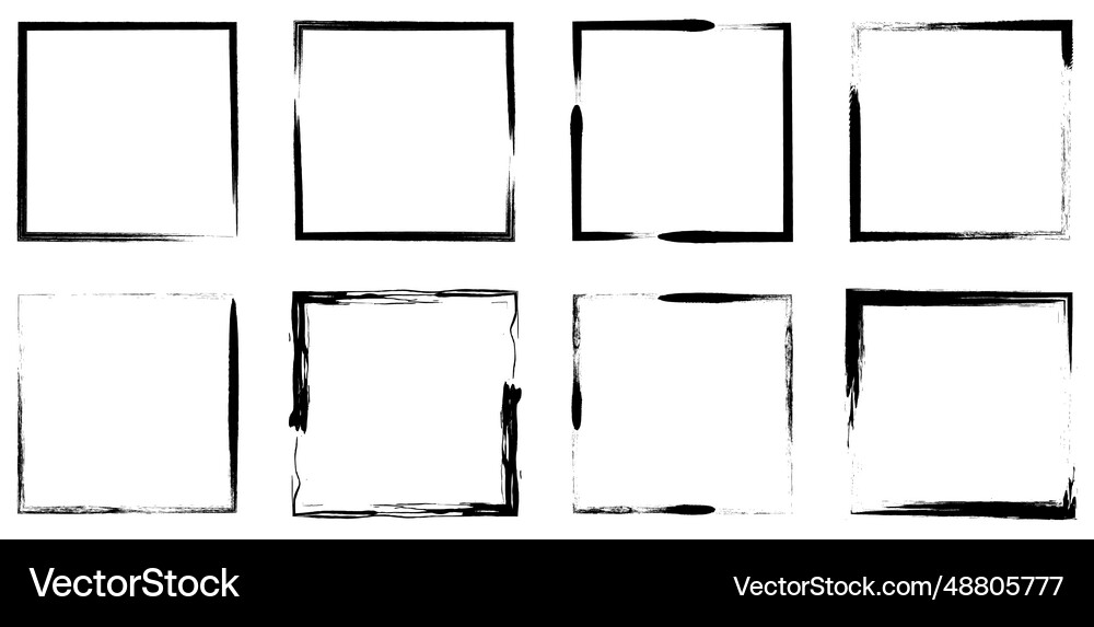 Set of black grunge frames isolated Royalty Free Vector