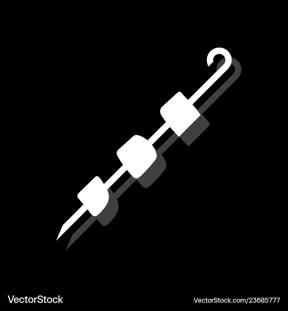 Shish kebab shashlik icon flat Royalty Free Vector Image