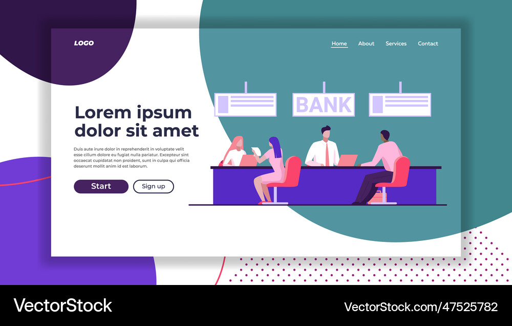 Bank workers providing service to clients Vector Image