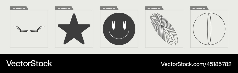 Collection of y2k elements trendy geometric Vector Image