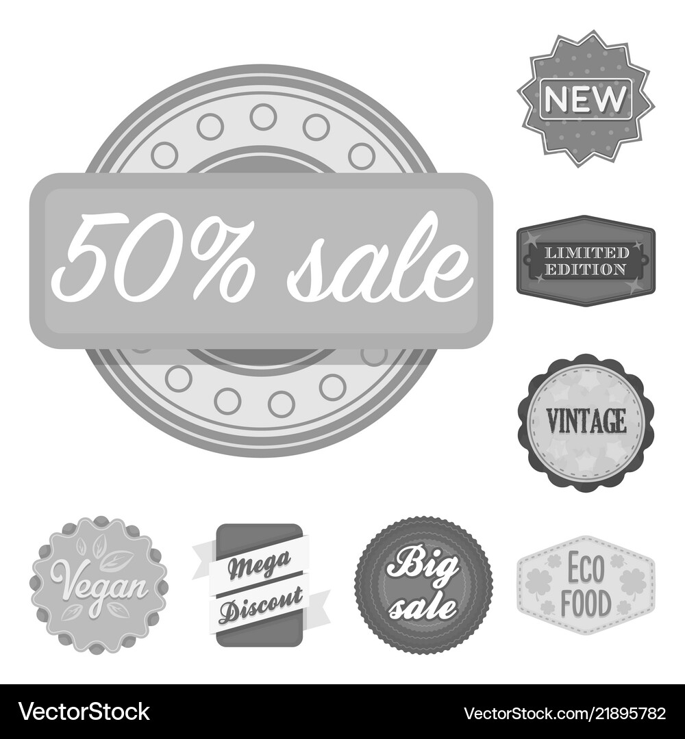 Different label monochrome icons in set collection