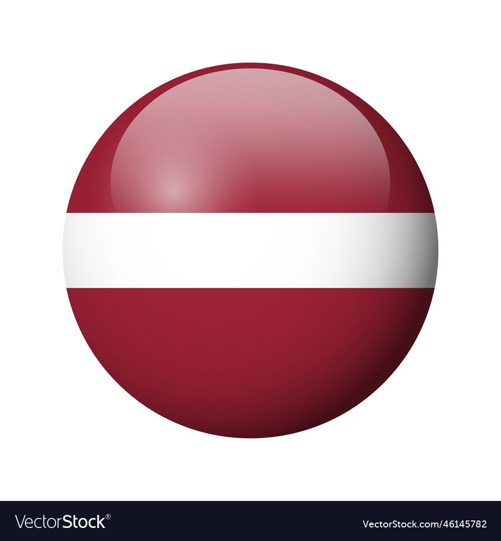 Glossy circle badge flag of latvia Royalty Free Vector Image