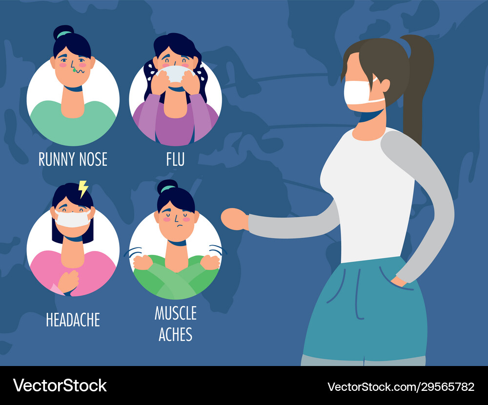 Group women with coronavirus symptoms Royalty Free Vector