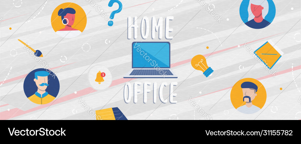 Home office banner diverse online work team Vector Image