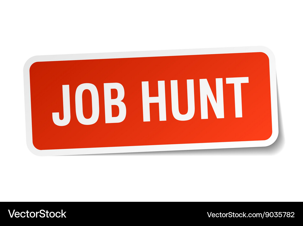 Job hunt red square sticker isolated on white Vector Image