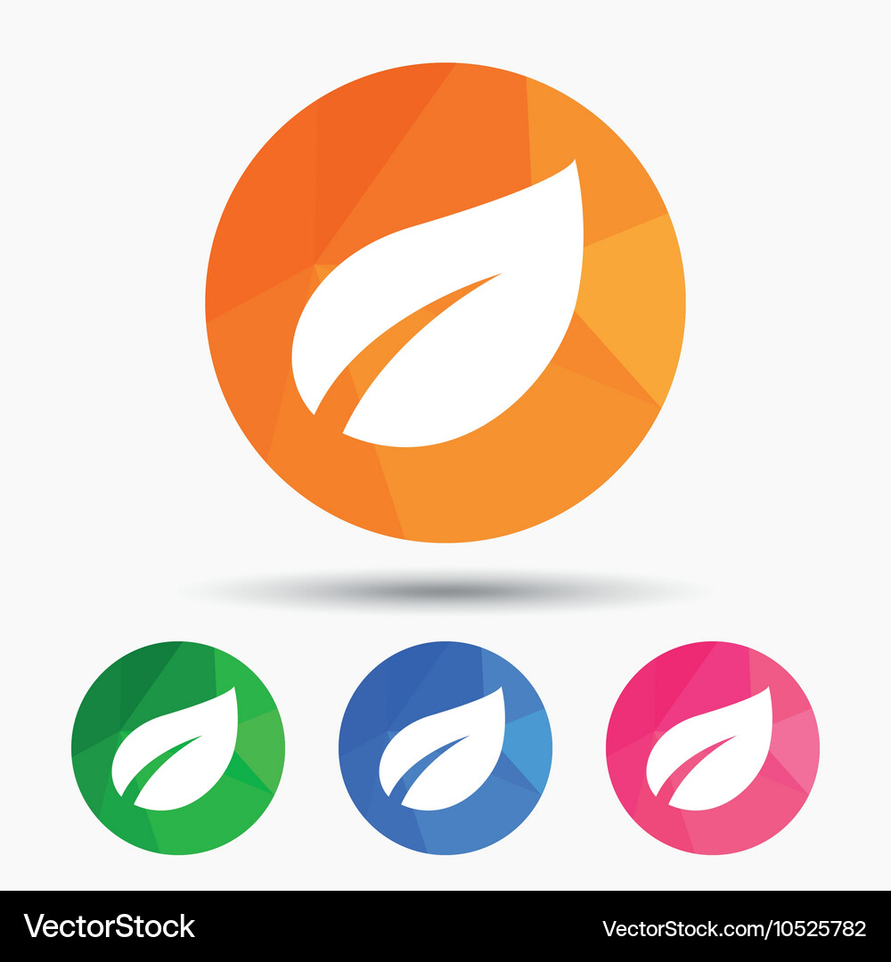Leaf sign icon fresh product symbol Royalty Free Vector