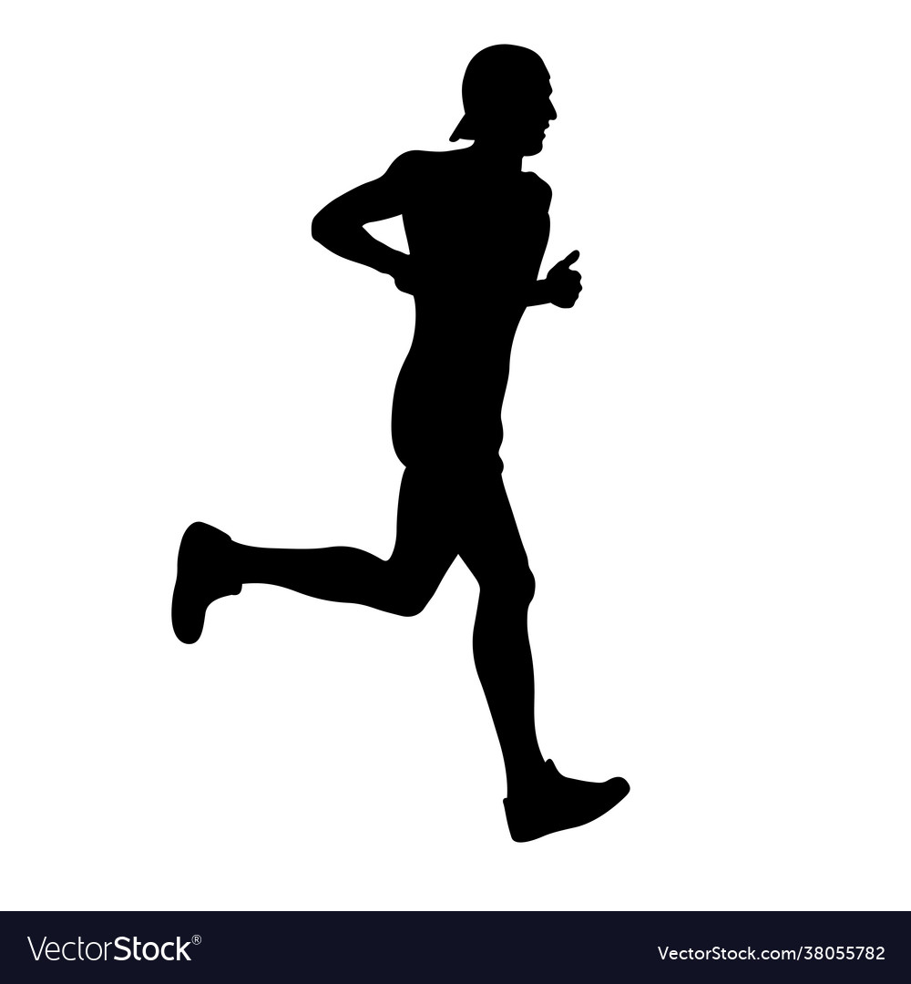 Male runner athlete in cap running black Vector Image