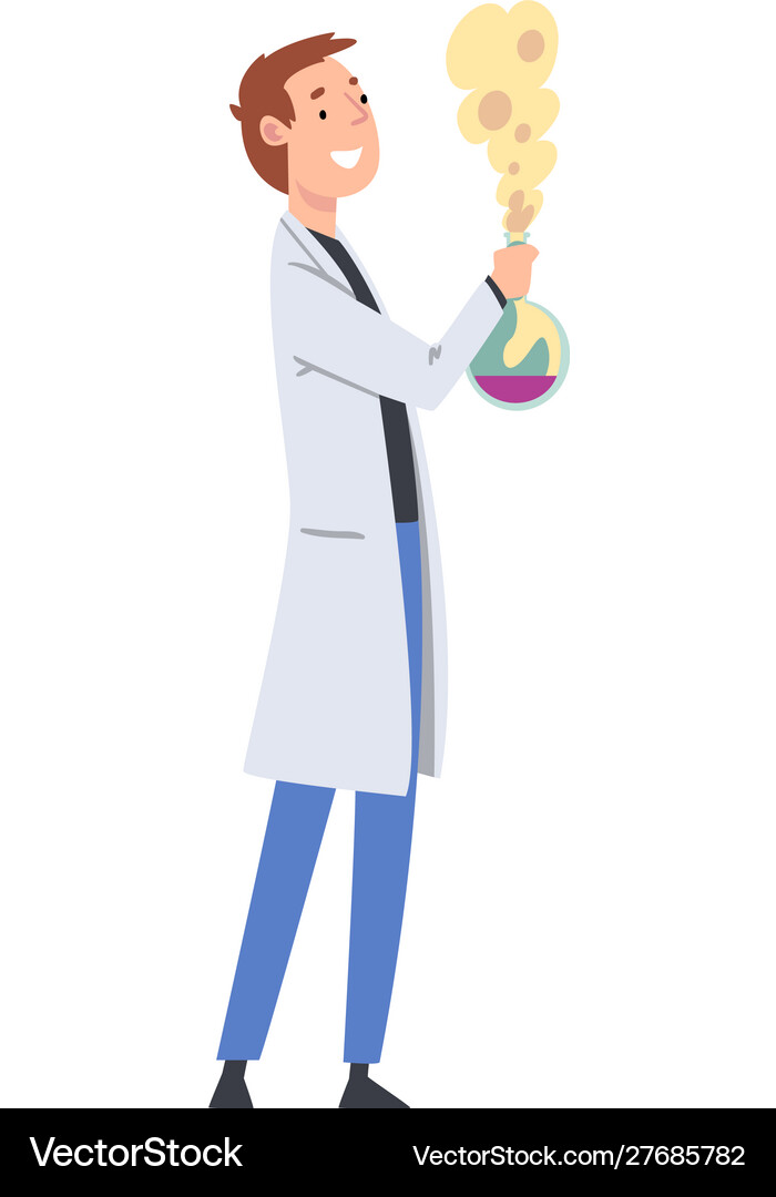 Male scientist character in lab coat doing Vector Image