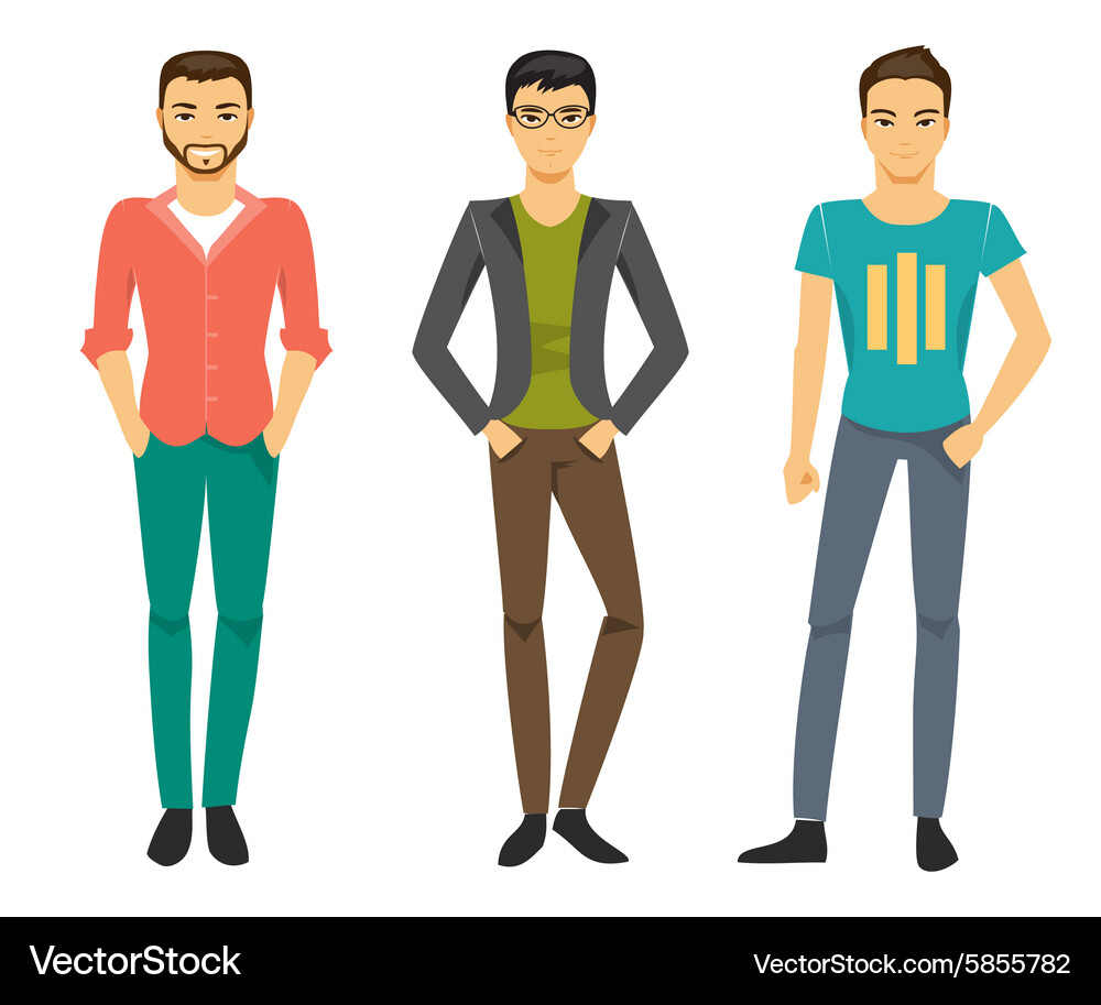 Men in fashionable clothes Royalty Free Vector Image