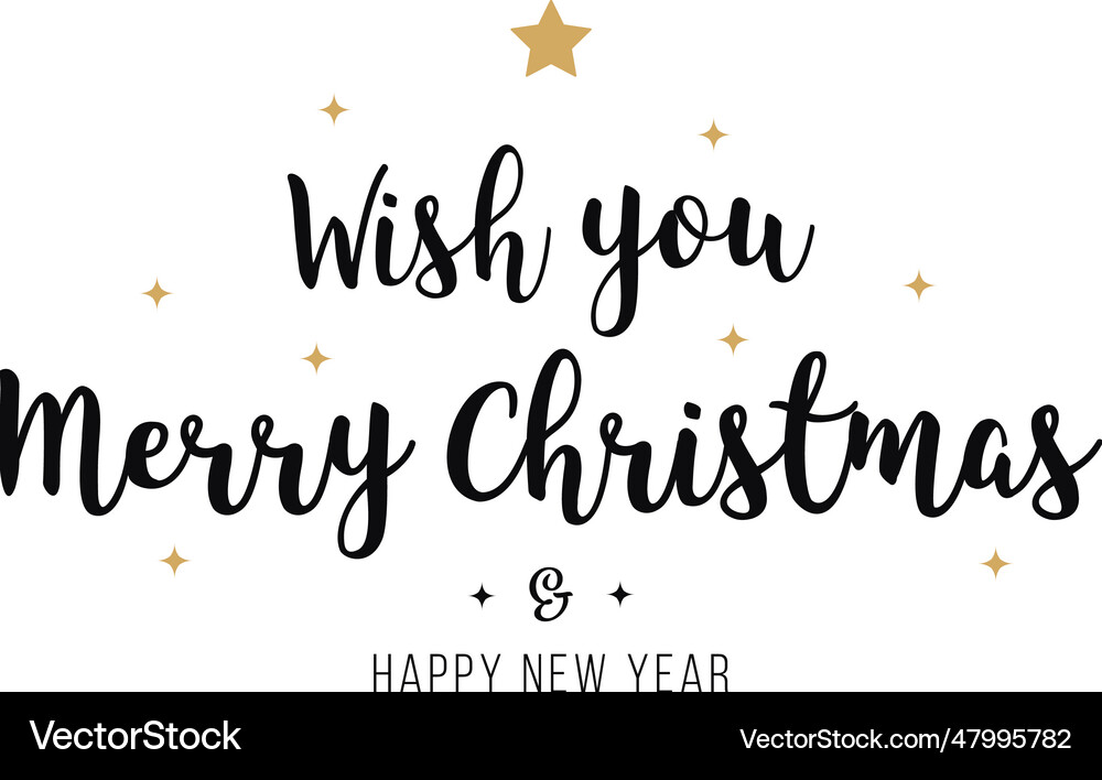 Merry christmas greeting calligraphy text gold Vector Image