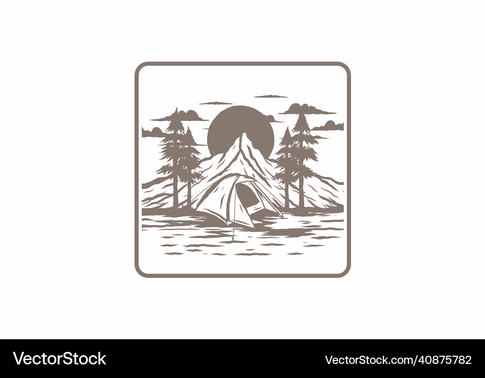 Mountain camping using dome tents Royalty Free Vector Image