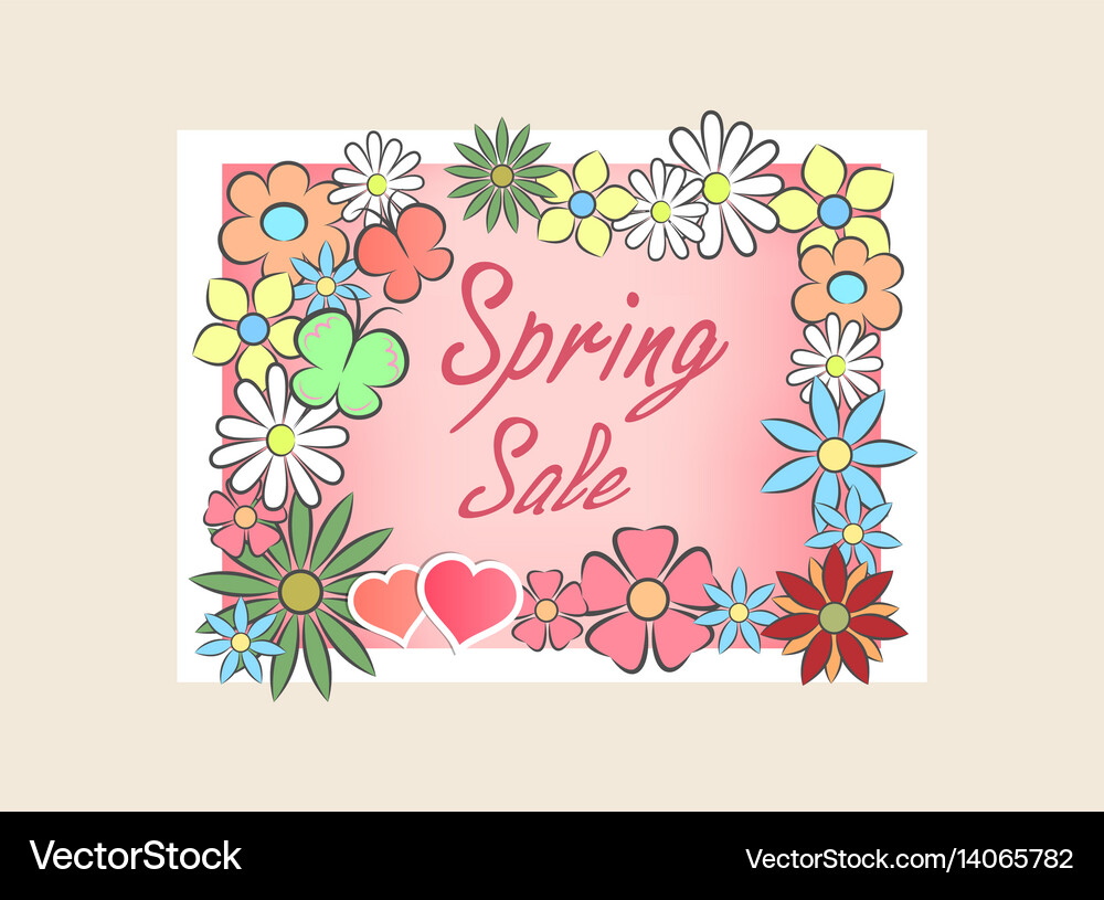 Spring sale background with beautiful colorful Vector Image
