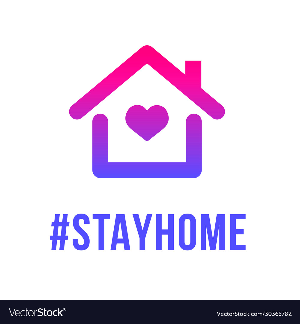 Stay home heart sticker symbol Royalty Free Vector Image