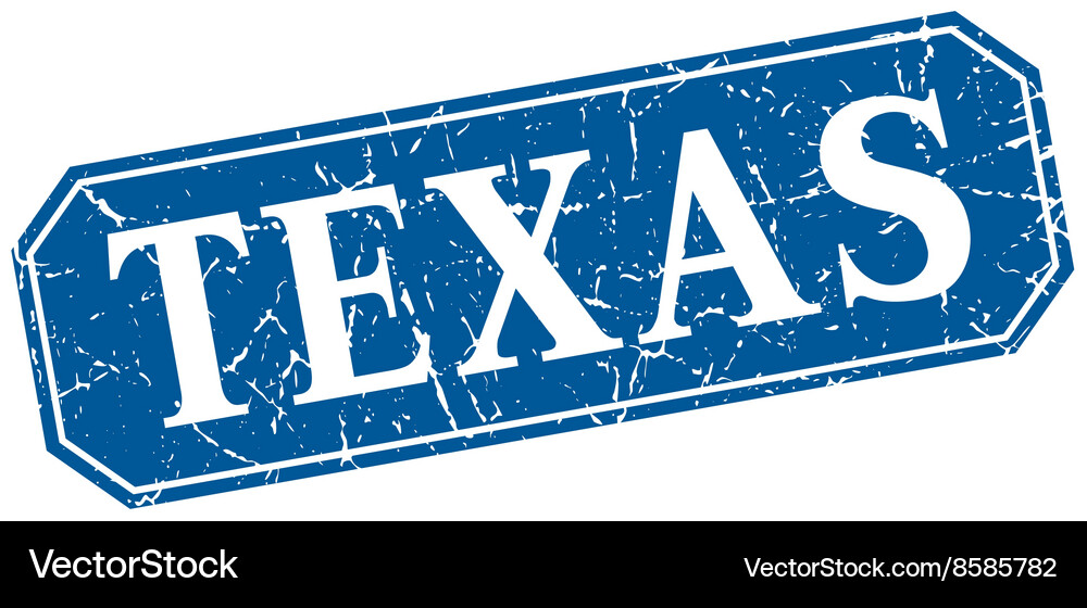 Texas blue square grunge retro style sign Vector Image