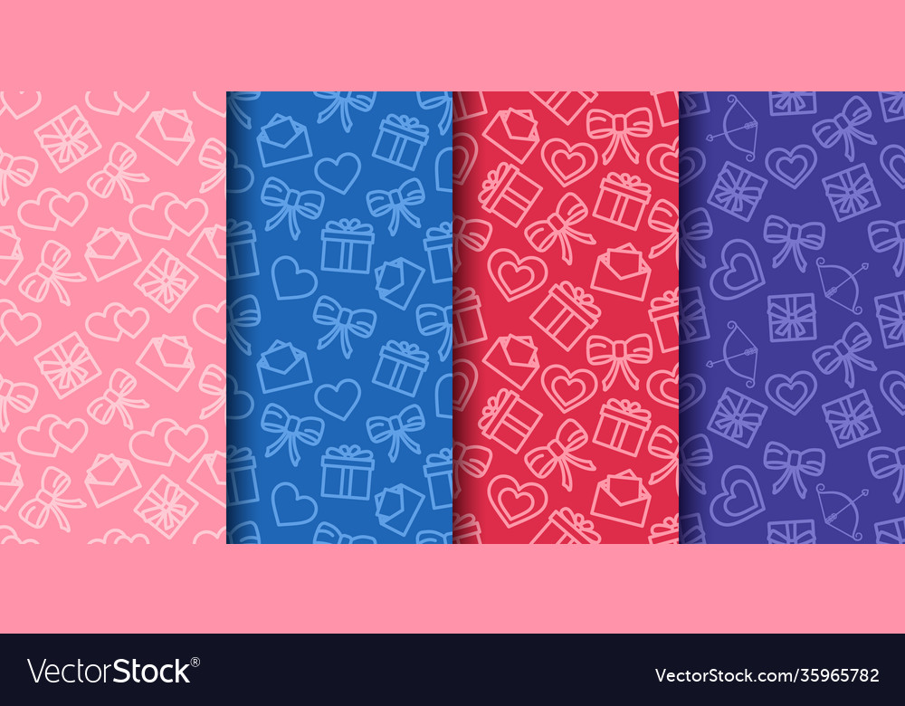 Valentines day seamless patterns set holiday Vector Image