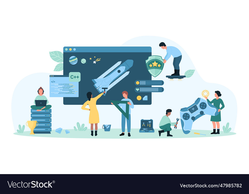 Video game development and production web Vector Image