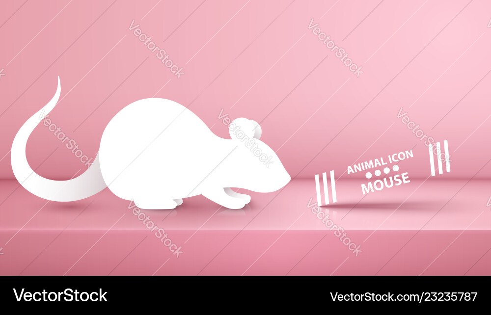 Animal rat mouse on the pink studio Royalty Free Vector