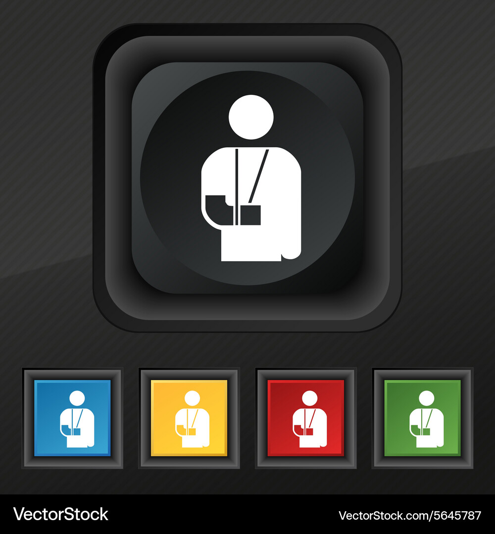 Broken arm disability icon symbol set of five Vector Image