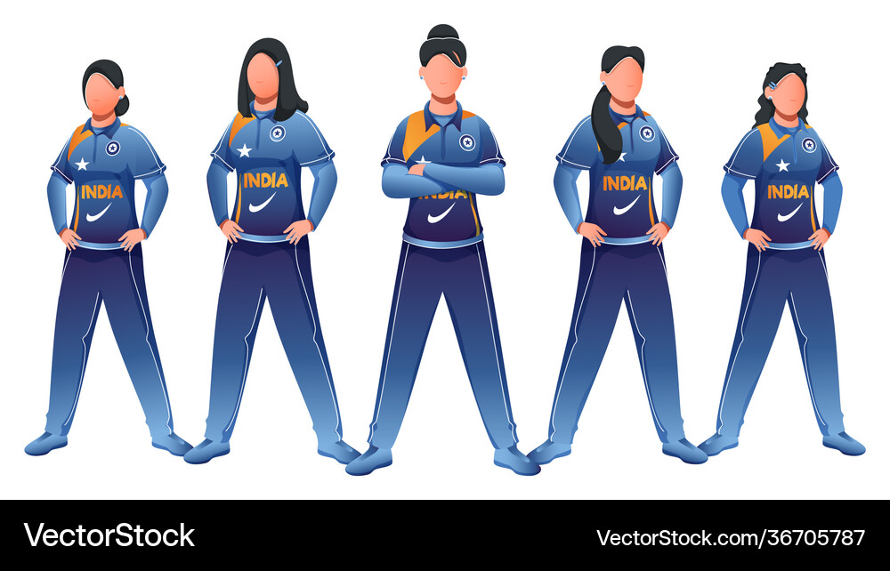 Faceless character female cricket team Royalty Free Vector