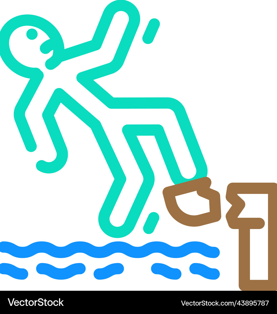 Falling water man accident color icon Royalty Free Vector