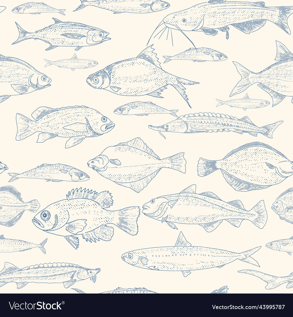Fish seamless pattern Royalty Free Vector Image
