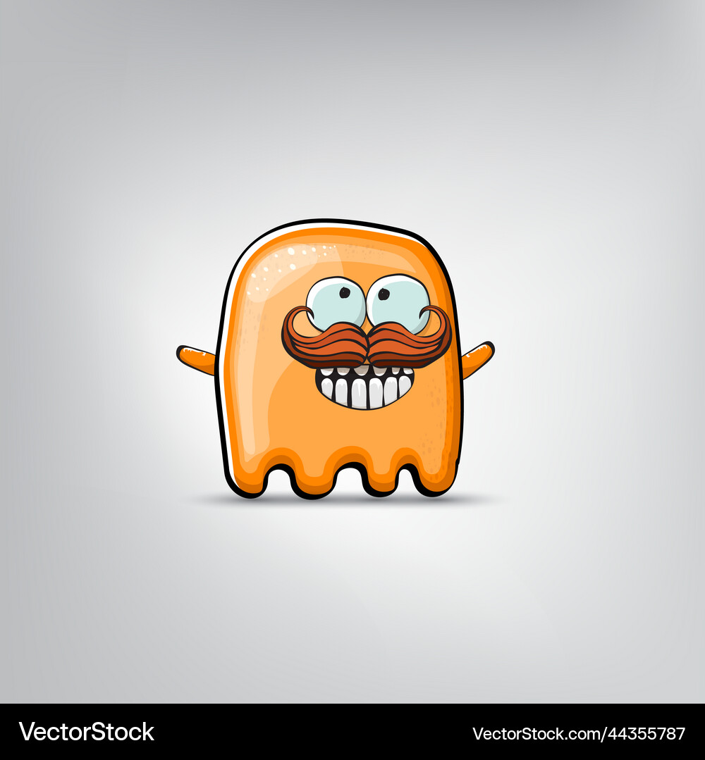 Funny cute smiling orange ghost monster isolated Vector Image
