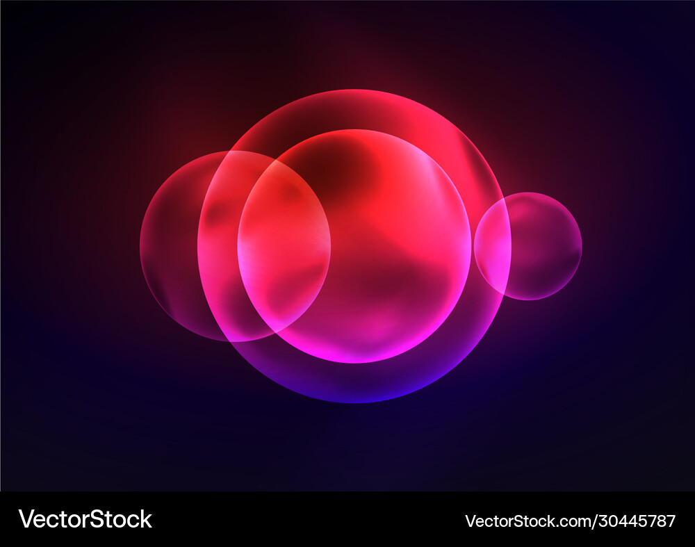 Glowing neon shiny transparent bubbles glass Vector Image