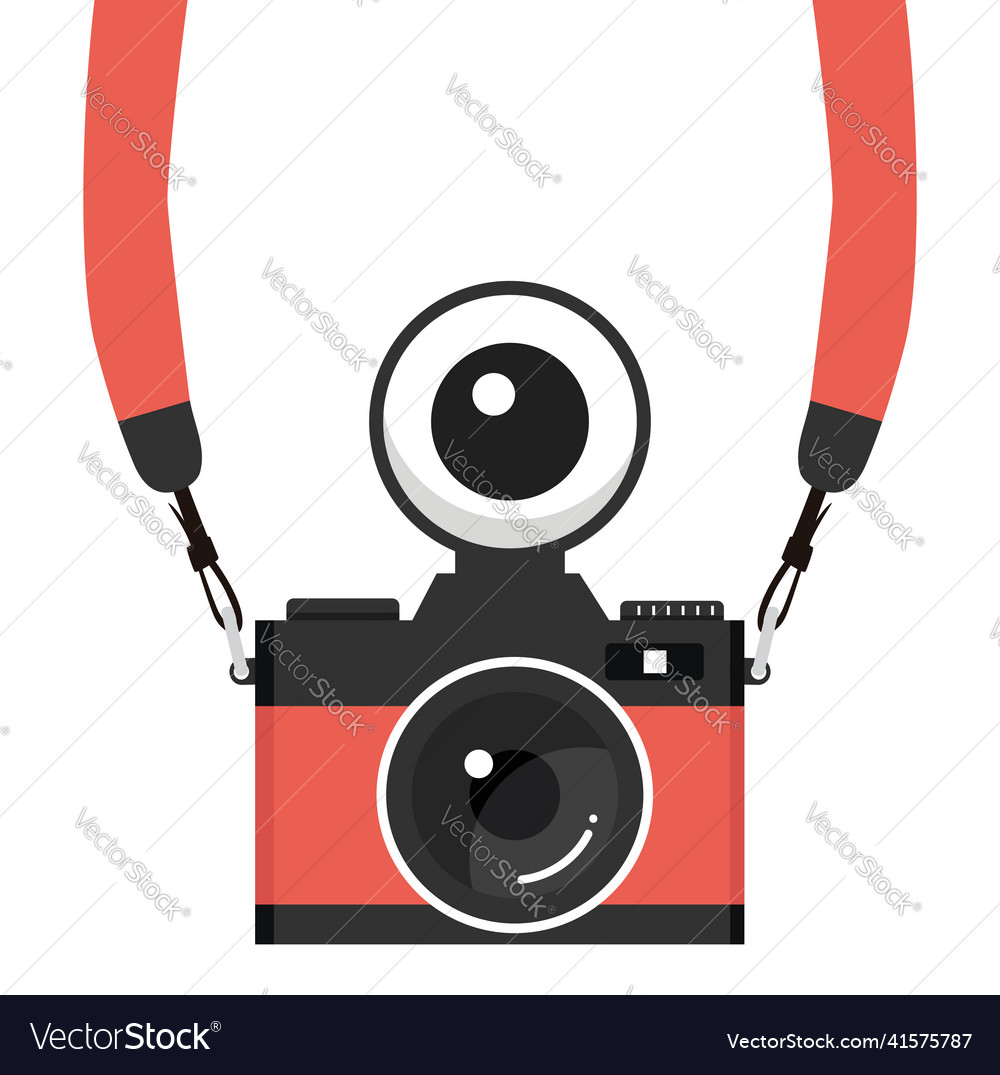 Hanging camera strap with flash Royalty Free Vector Image