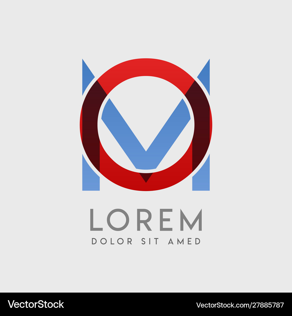 Om logo letters with blue and red gradation Vector Image