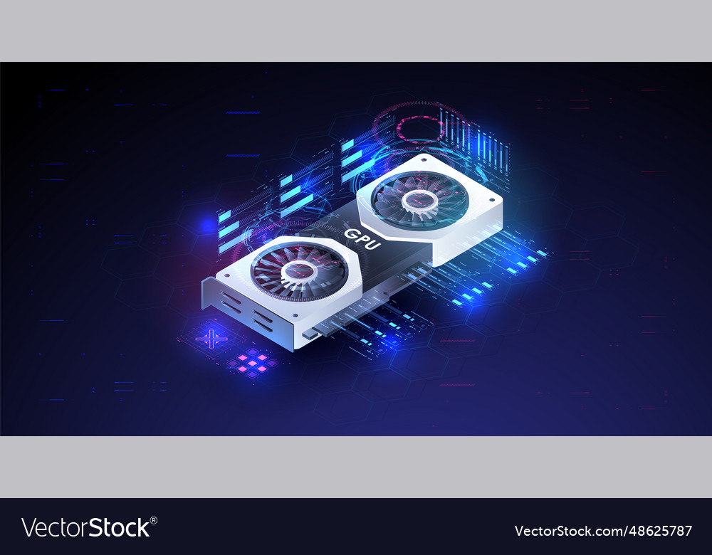 Video graphics card for cryptocurrency mining Vector Image