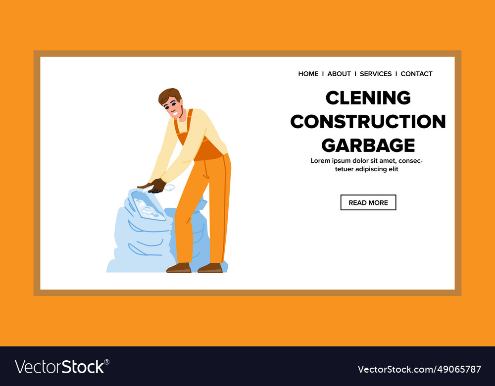 Work cleaning construction garbage Royalty Free Vector Image
