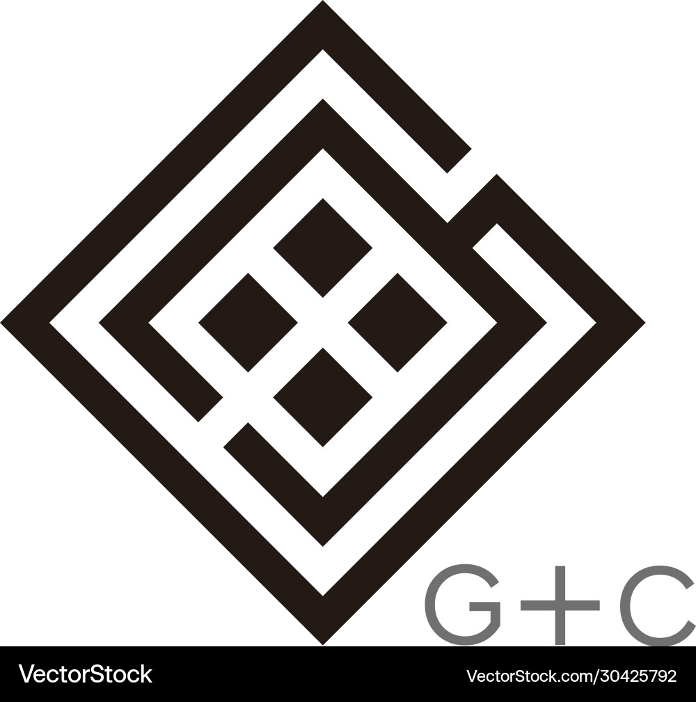 Abstract letter gc square stripes geometric line Vector Image