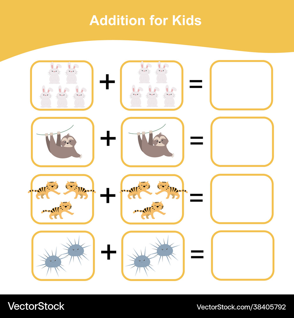 Addition for kids counting game preschool Vector Image