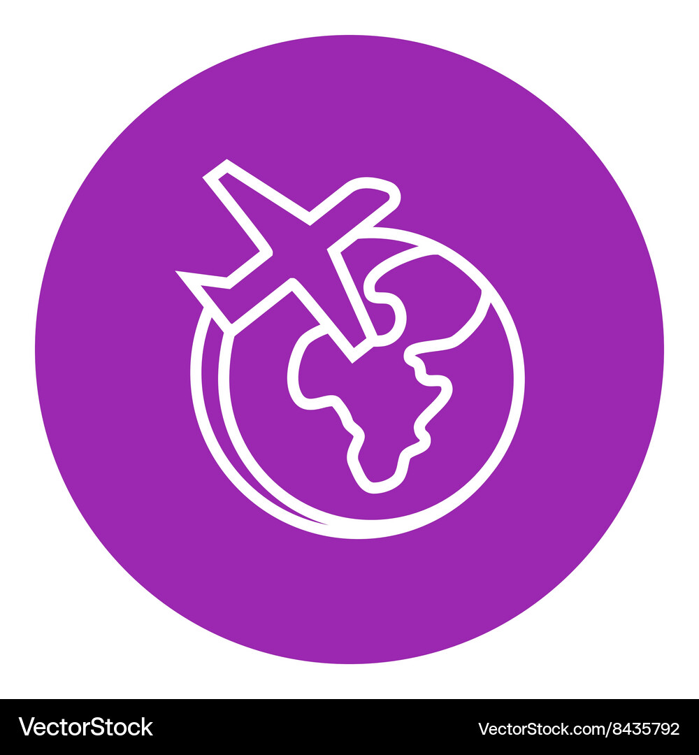 Airplane flying around the world line icon Vector Image