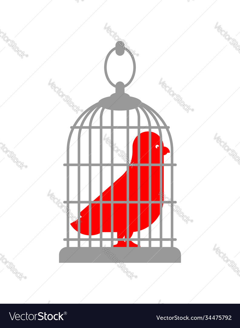 Bird In Cage Isolated Symbol Bondage Royalty Free Vector