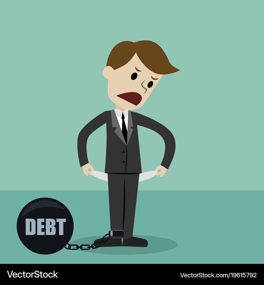 Businessman standing and showing his empty pocket Vector Image