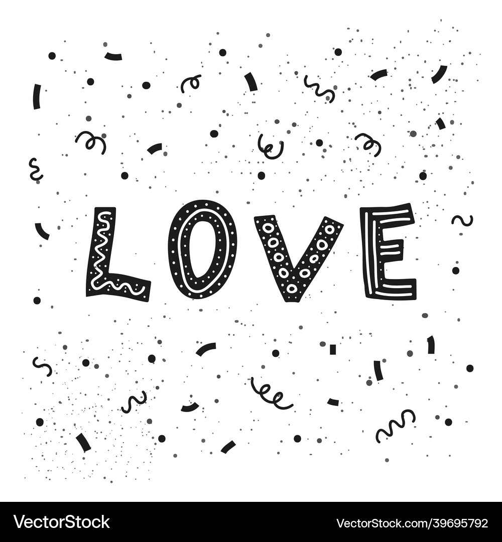 Cute hand drawn black lettering love Royalty Free Vector