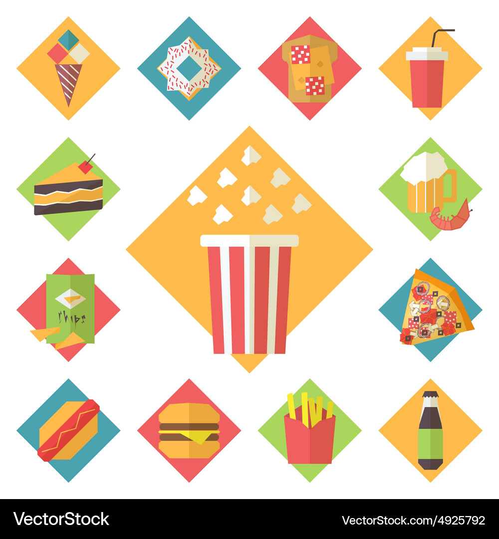 Fast food icons set for menu cafe Royalty Free Vector Image
