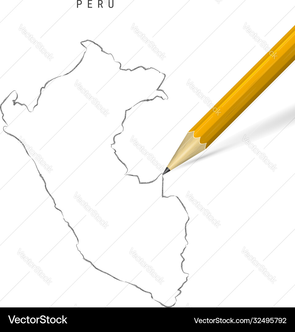 Peru freehand sketch outline map isolated Vector Image