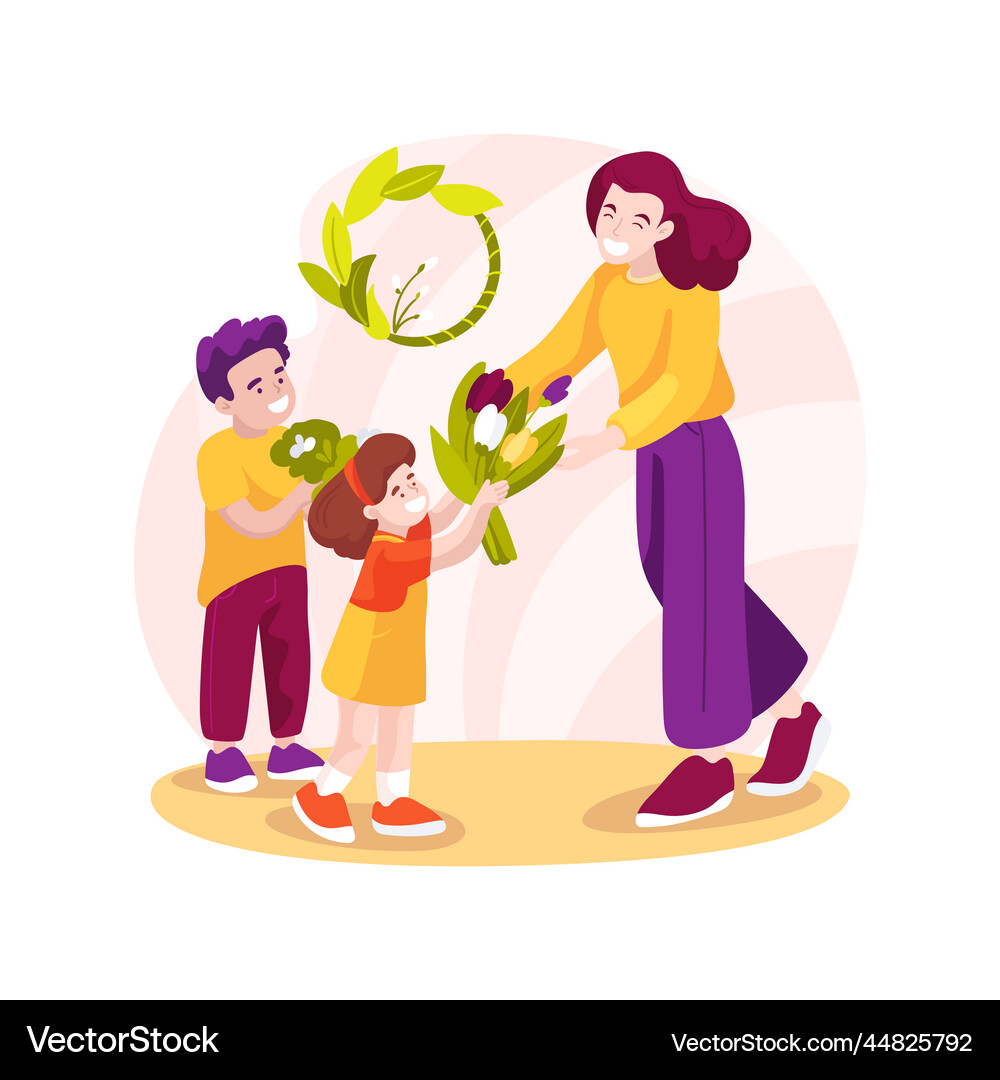 Spring flowers isolated cartoon Royalty Free Vector Image