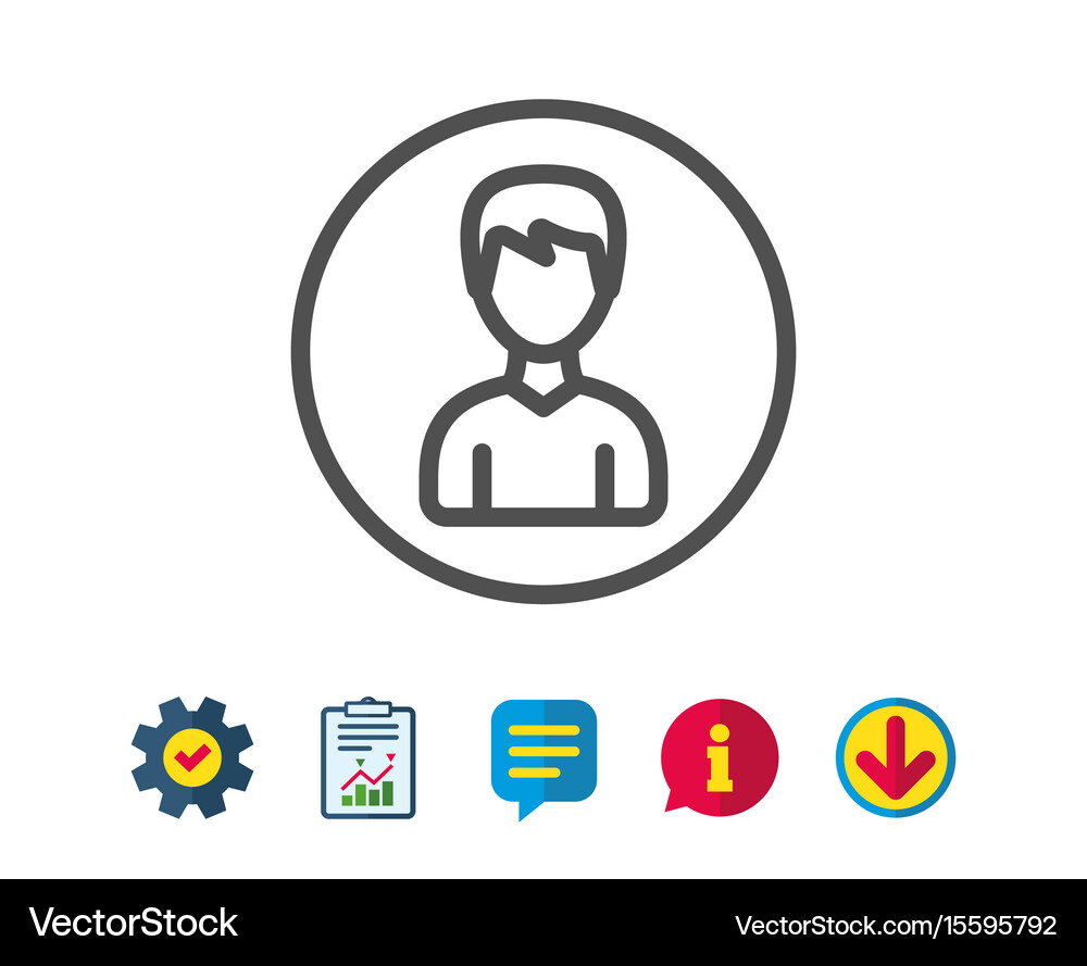User line icon male profile sign Royalty Free Vector Image