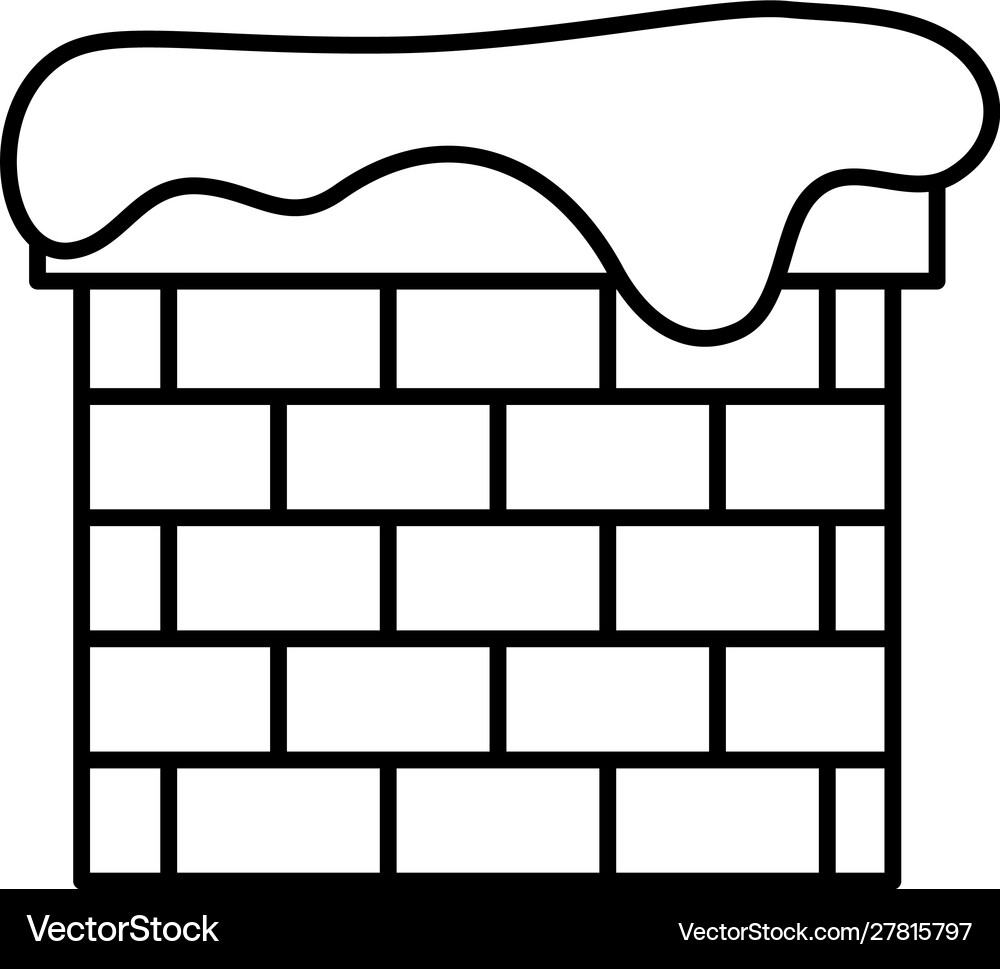 Chimney with snow line style icon Royalty Free Vector Image