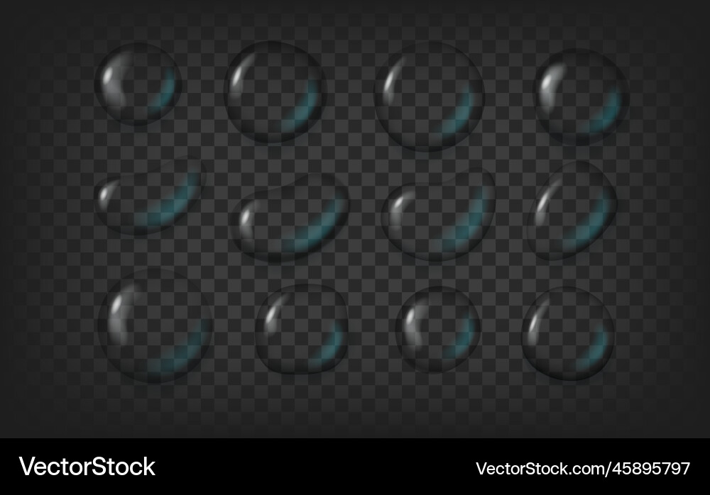Clear water drops isolated on transparent Vector Image