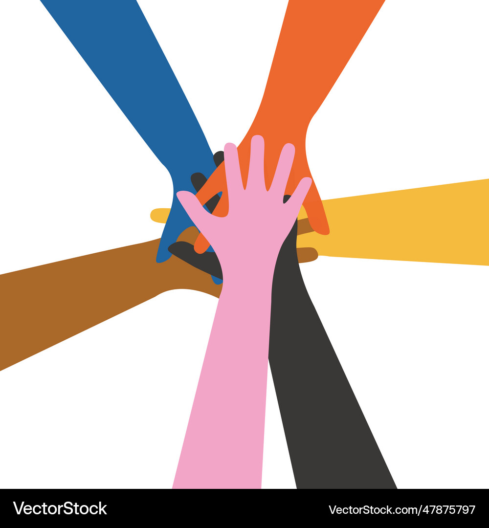Different colors of hands shaking hands Royalty Free Vector