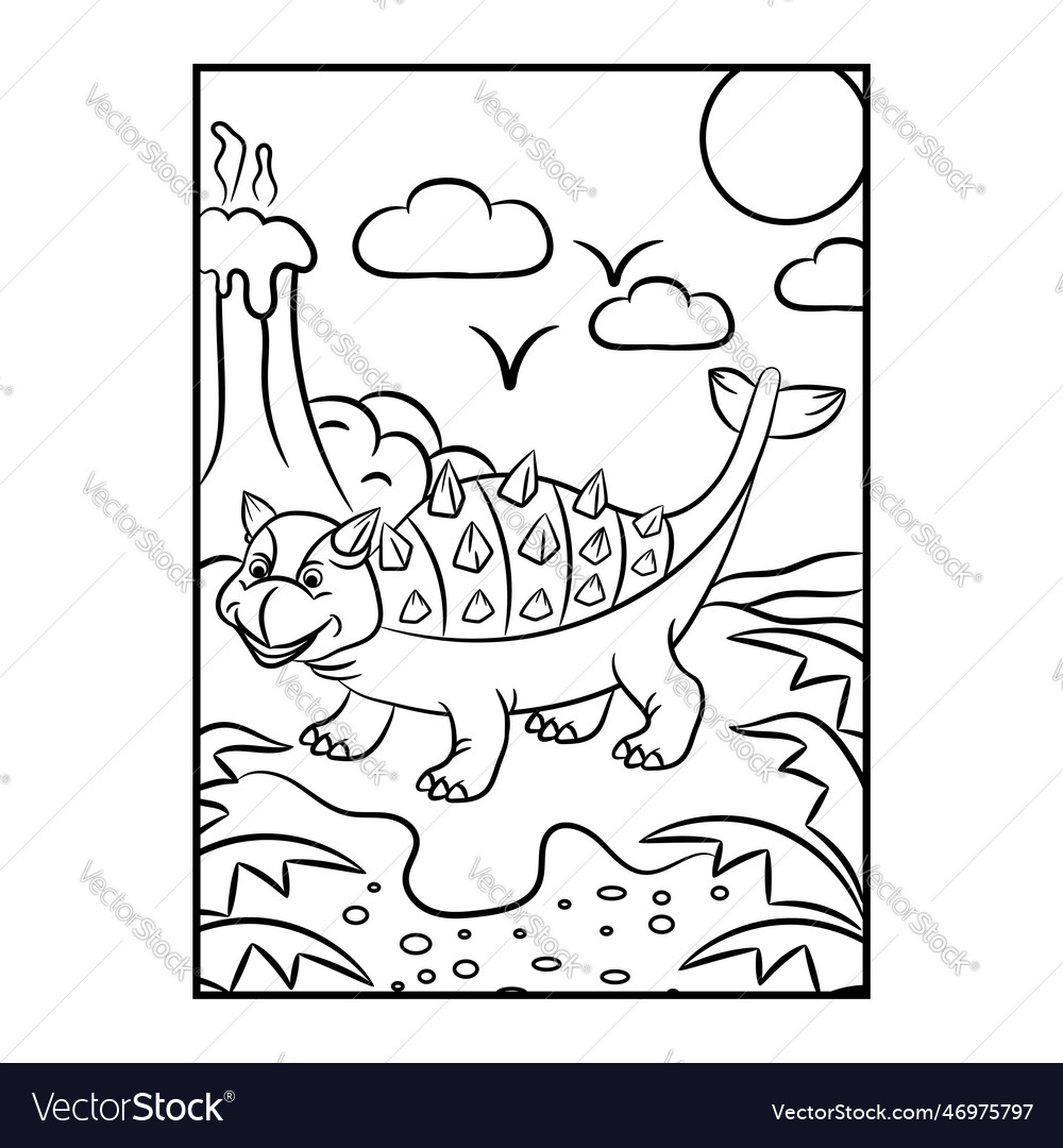 Dinosaur coloring page kids preschool activity Vector Image