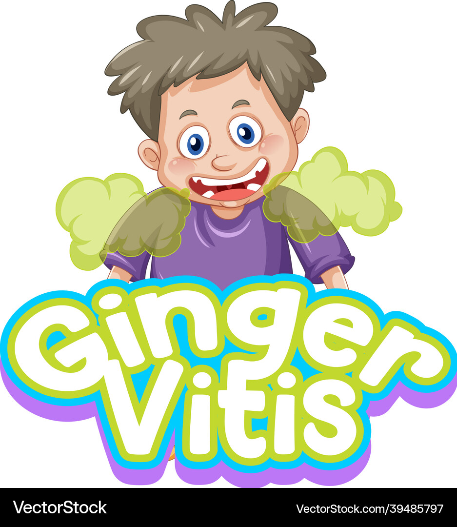 Ginger vitis logo text design with a boy cartoon Vector Image