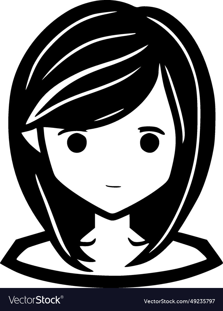 Girl - black and white Royalty Free Vector Image